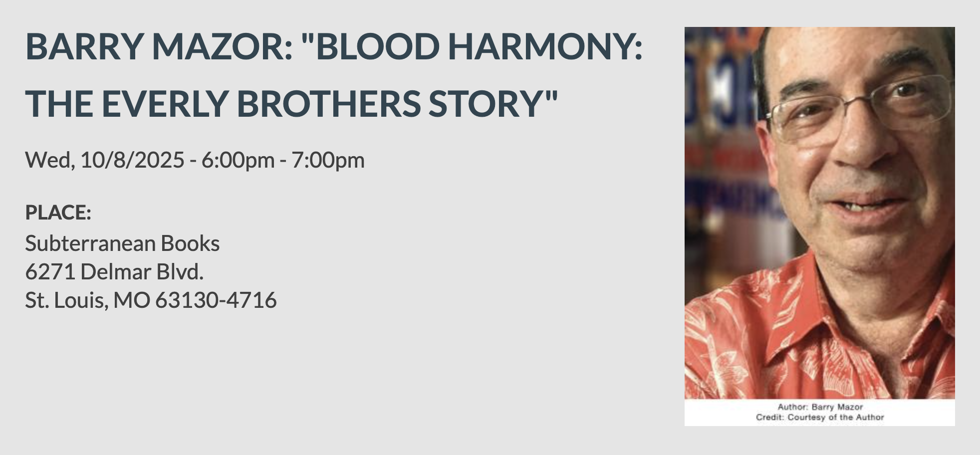 Author Event: Barry Mazor | Explore U. City